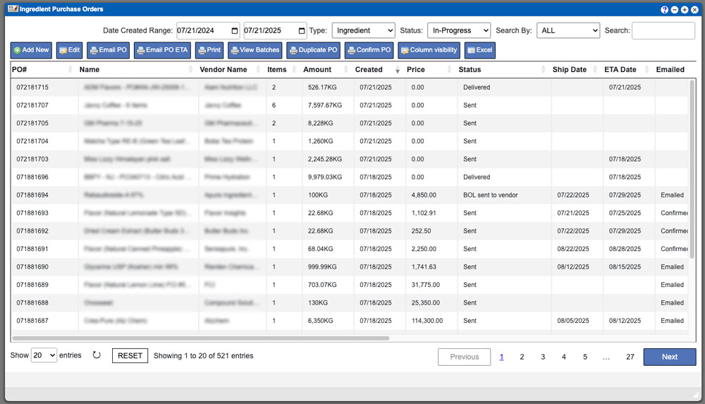 Component POs | Learn How To Use Virtual Office