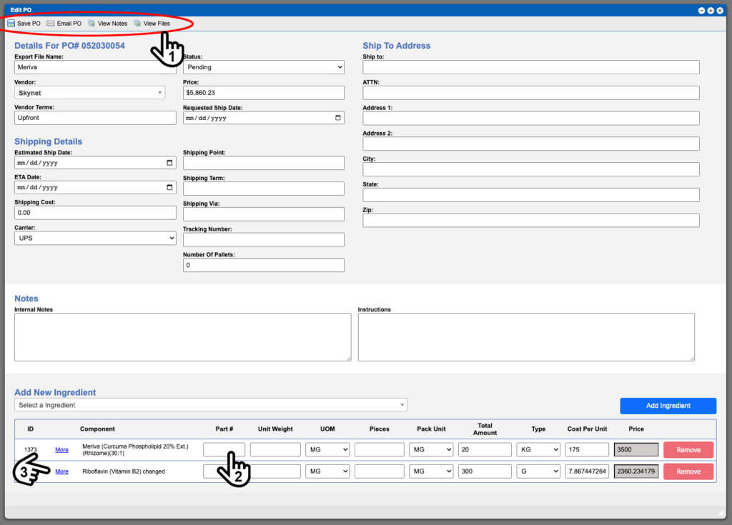 Component POs | Learn How To Use Virtual Office