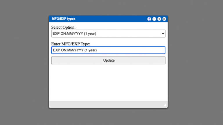 MFG/EXP Types - Supplement ERP Help